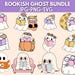 Bookish Ghost Clipart Set\ Cute Ghost Reading PNG\ Spooky Halloween ...