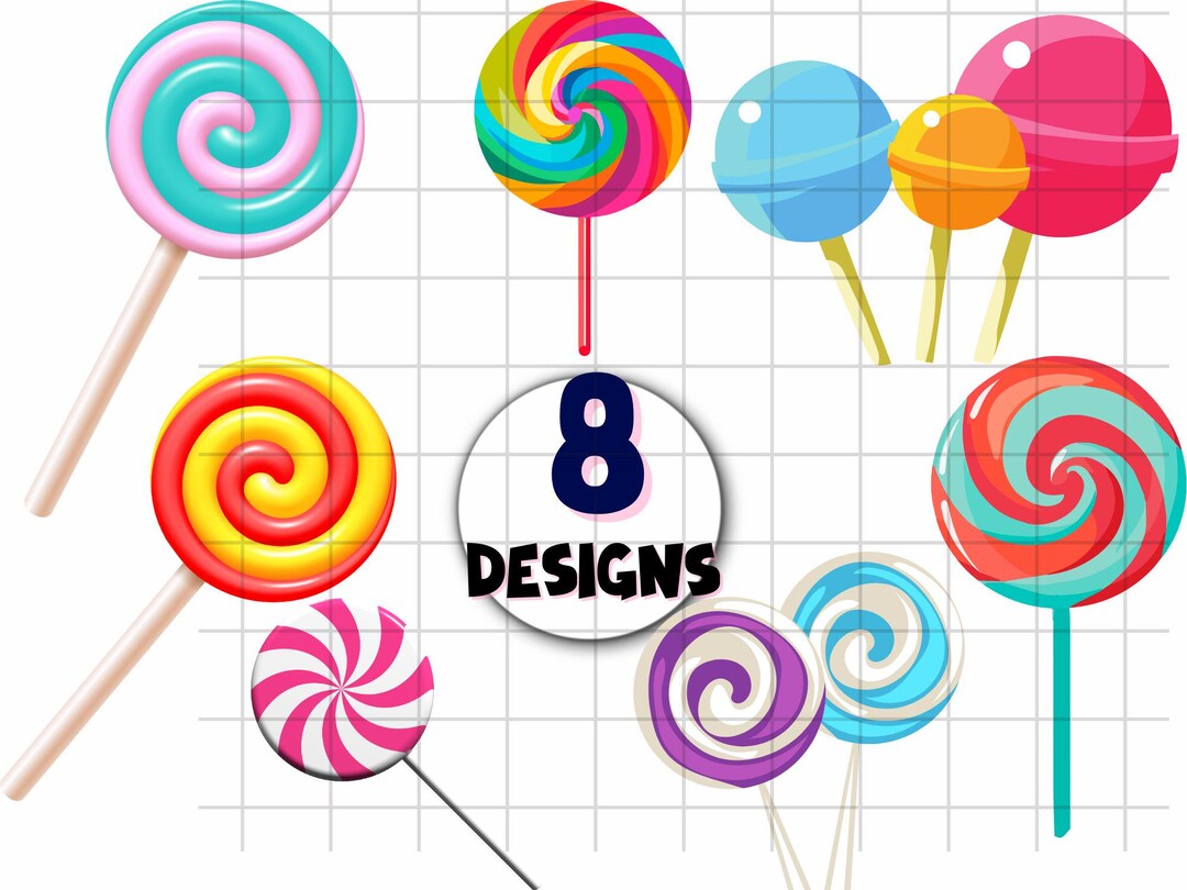 Colorful Lollipop Clipart, SVG PNG Illustration (digital Download) - Etsy