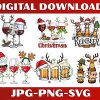 Drinking Christmas SVG Bundle | Retro Wine Christmas SVG | Funny ...
