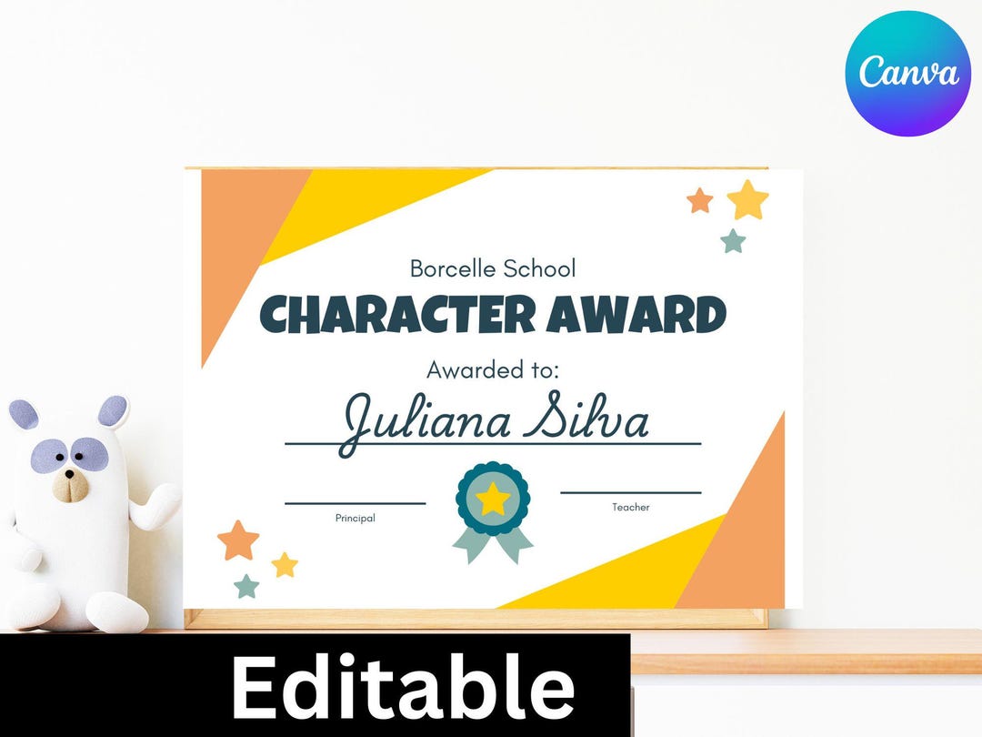 Student Character Award Certificate | Printable School Award | Kids ...