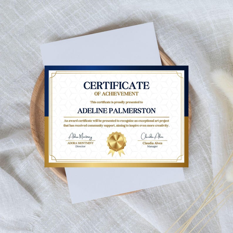 Modern Certificate of Achievement Template\ Editable Canva Award ...