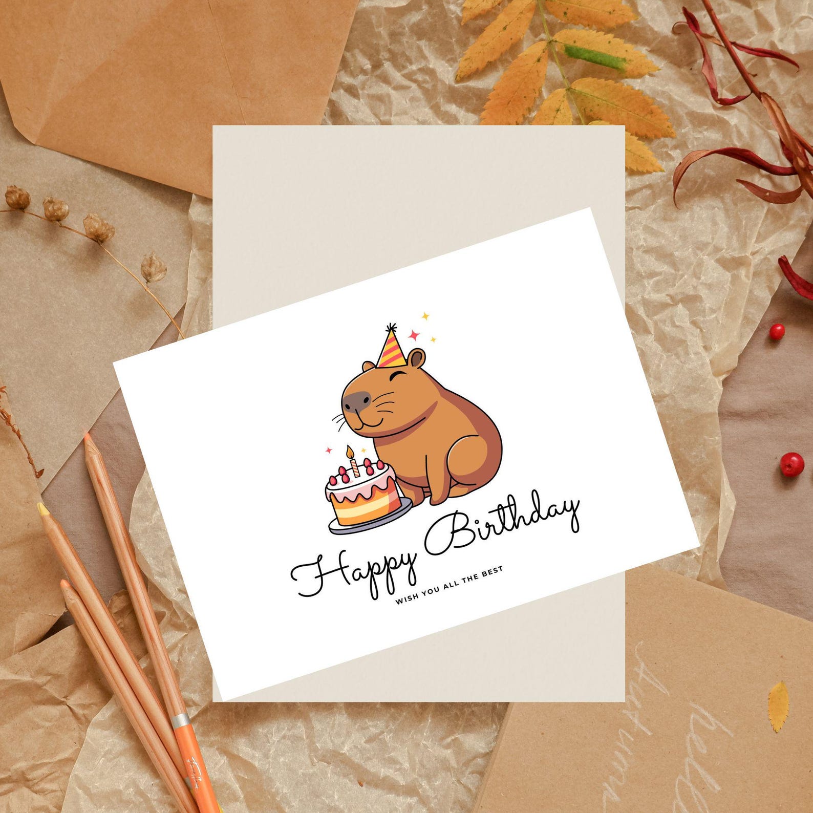 Capybara Birthday Card for Friend\ Printable Capybara Birthday Card ...