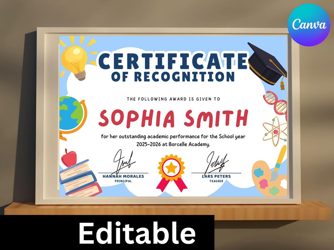 Editable Kids Achievement Certificate\ Printable Kids Appreciation ...