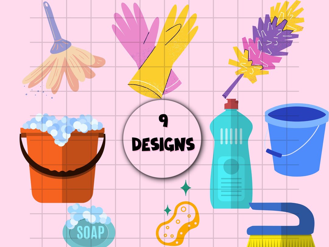 Cleaning Elements Svg\ Cleaning Products Svg\ Cleaning Supplies Svg ...