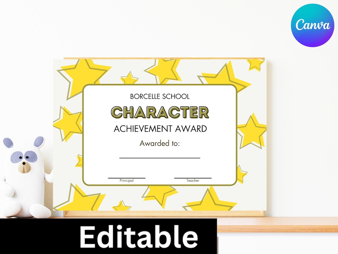 Student Character Award Certificate | Printable School Award | Kids ...