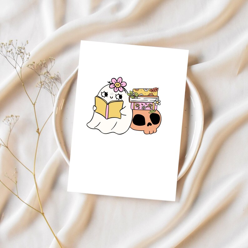 Bookish Ghost Clipart Set\ Cute Ghost Reading PNG\ Spooky Halloween ...