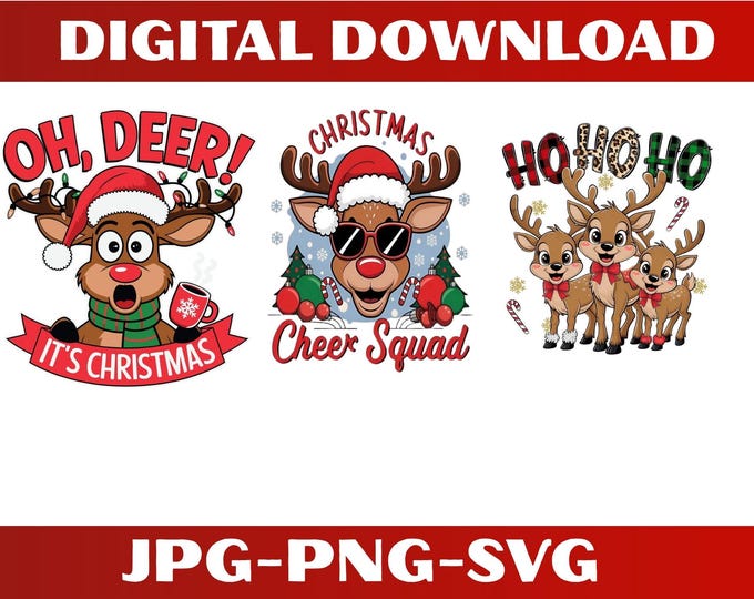 Deer Svg Cut File Design, Christmas Svg, Deer Clipart, Reindeer Svg Cut ...
