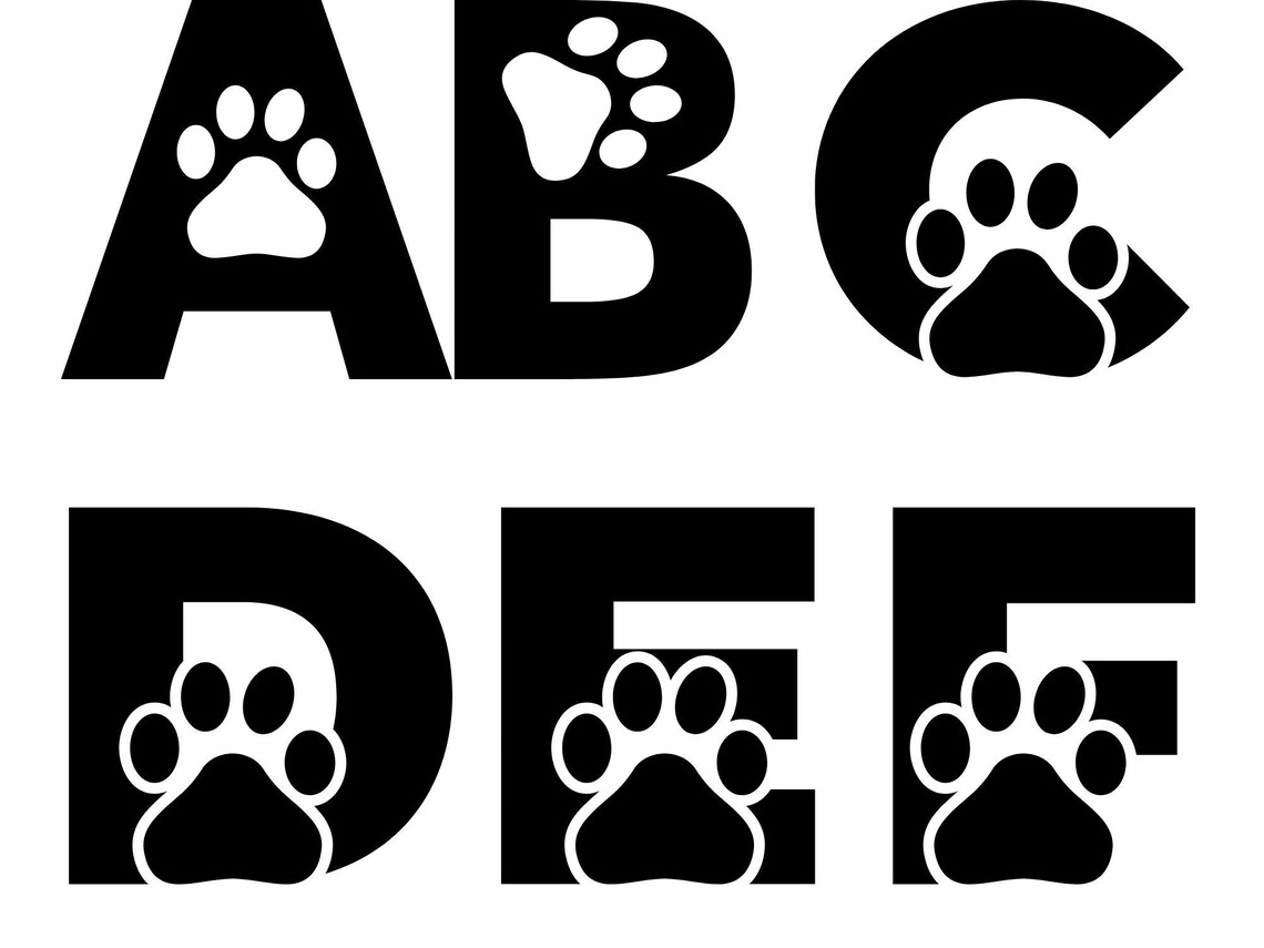 Paw Print Alphabet SVG - Custom Letter Design (digital Download) - Etsy