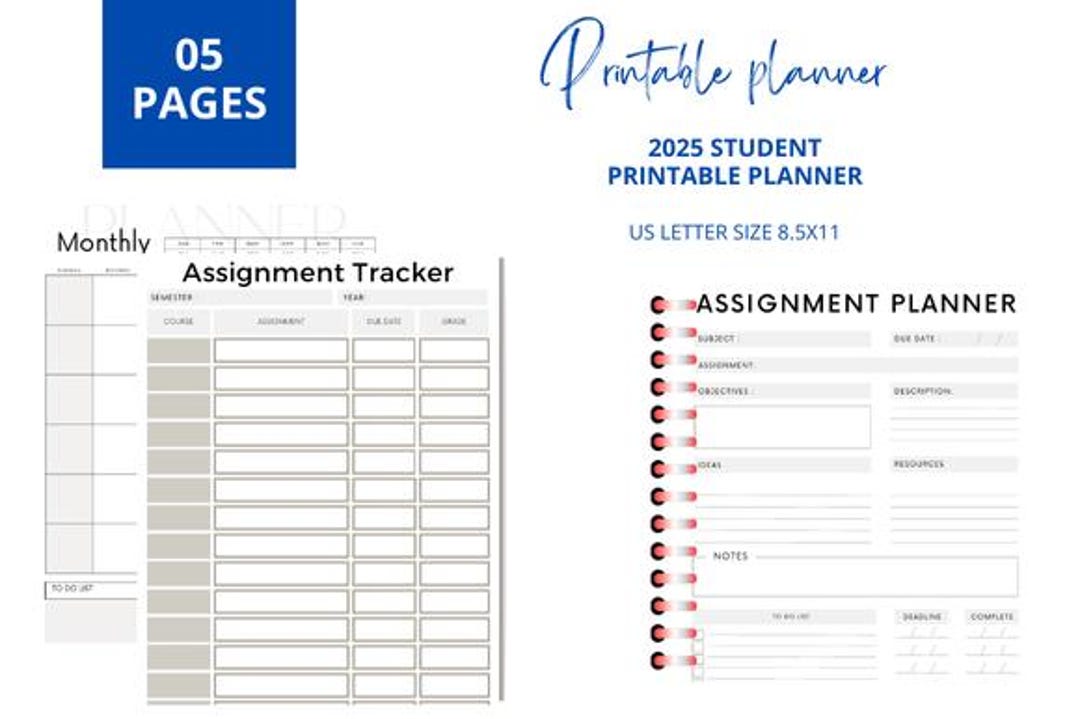 2025 Student Academic Planner, Printable Student Planner Bundle ...