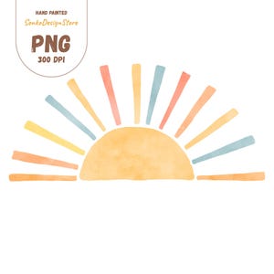 Watercolor Sun Clipart: Sunset PNG Image (digital Download 3000x3000px ...