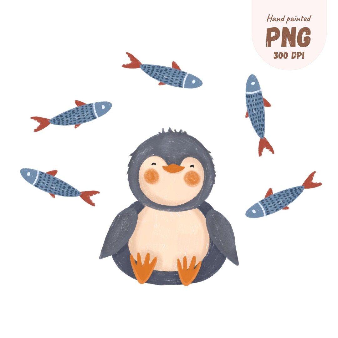 Cute Baby Penguin Clipart PNG – Hand Painted Arctic Animal Illustration ...