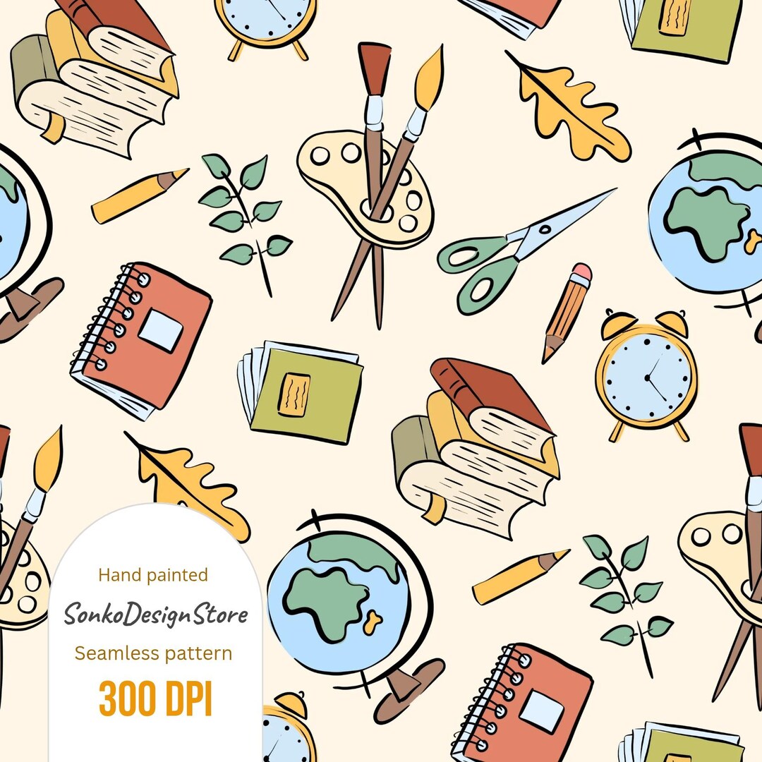 Back to School Seamless Repeat Pattern, Teacher Seamless Tile, Hand ...