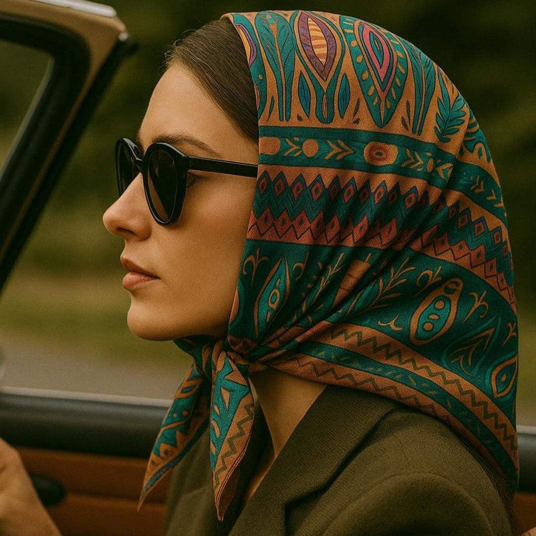 Boho Head Scarf for Women, Vintage Style Hair Wrap, Bohemian Silk Look ...