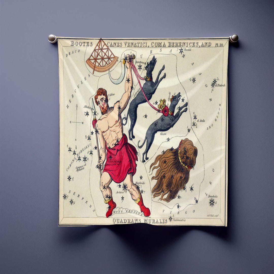 Canes Venatici Star Map Bandana – Antique Celestial Chart Scarf ...