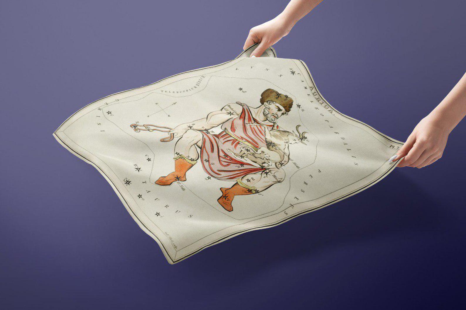 Auriga Star Map Bandana, Vintage Astronomy Art Scarf, Old Money ...