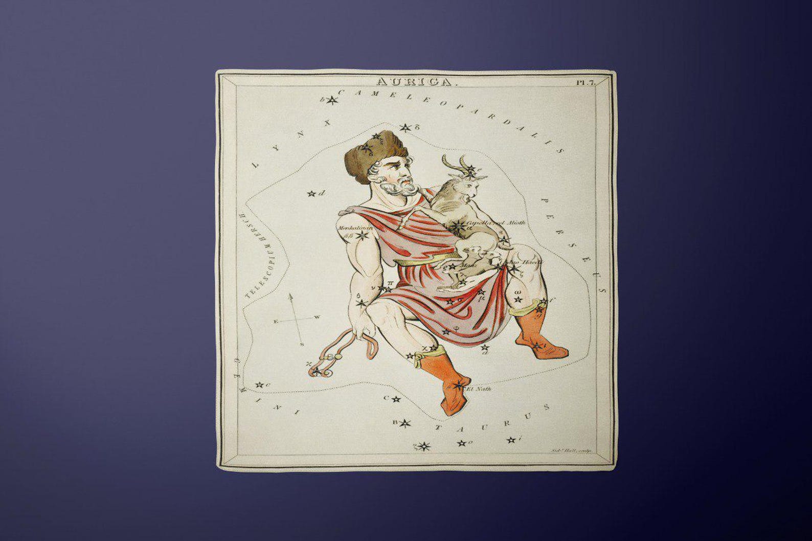 Auriga Star Map Bandana, Vintage Astronomy Art Scarf, Old Money ...