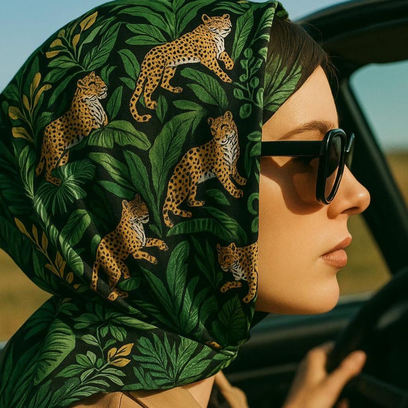 Tropical Leopard Bandana, Jungle Print Summer Neck Scarf - Etsy