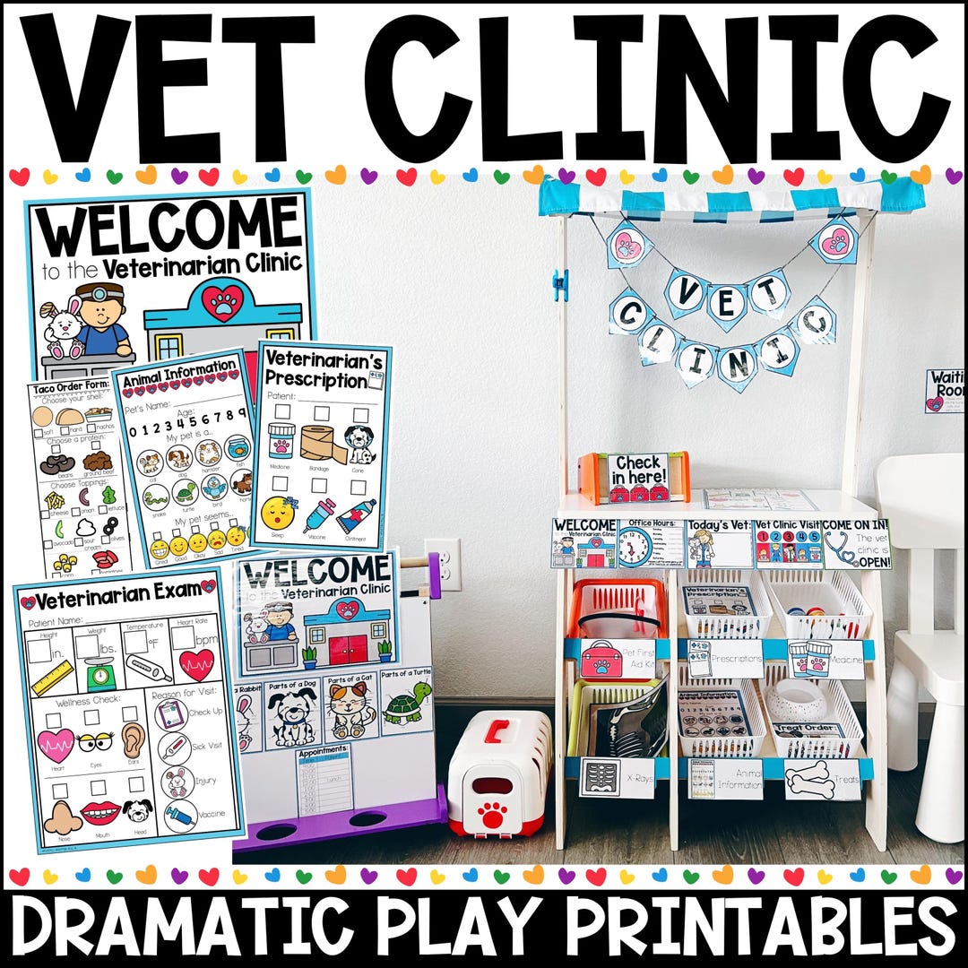 Vet Clinic Dramatic Play Printables: Pretend Veterinarian Center (PDF ...