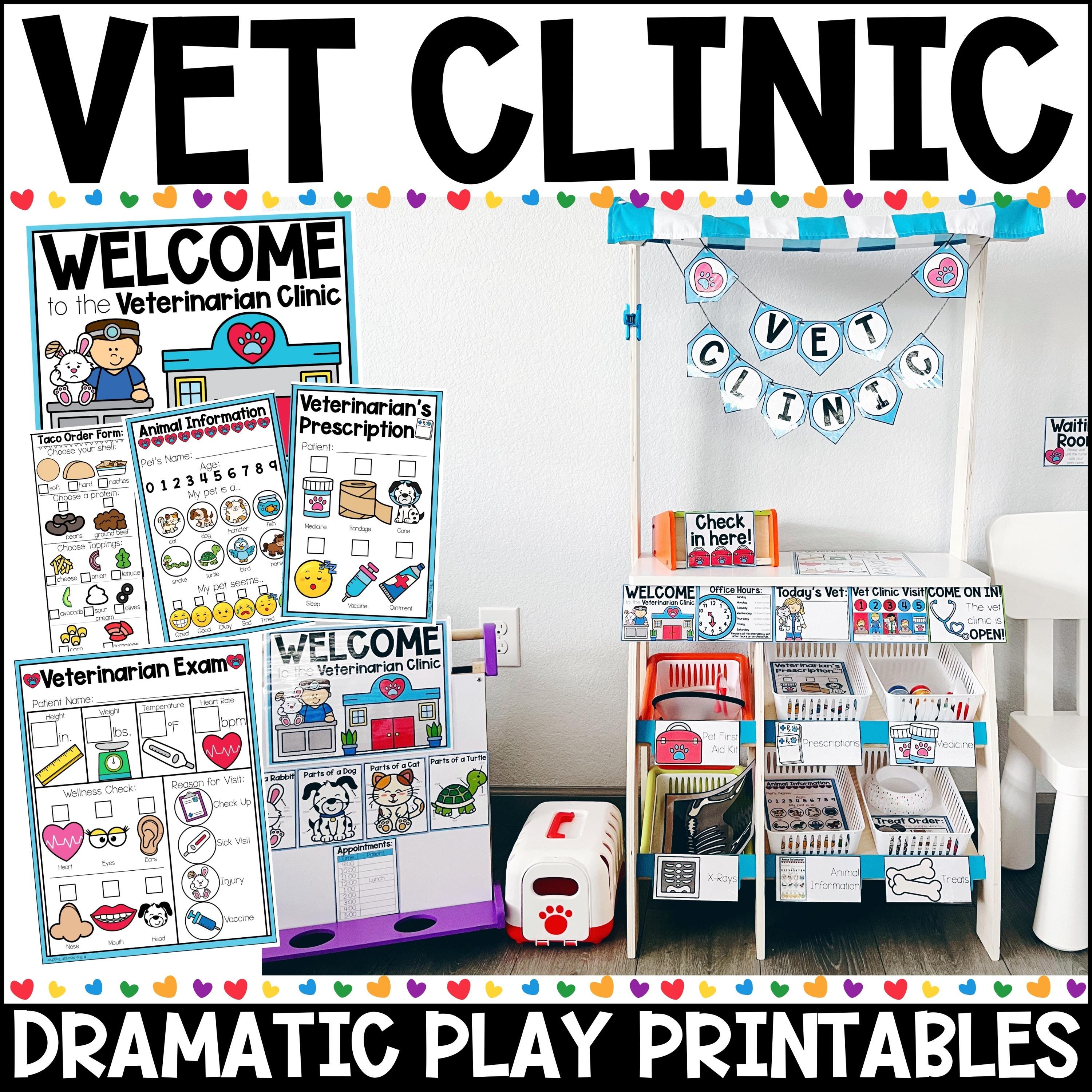 Vet Clinic Dramatic Play Printables: Pretend Veterinarian Center (PDF ...