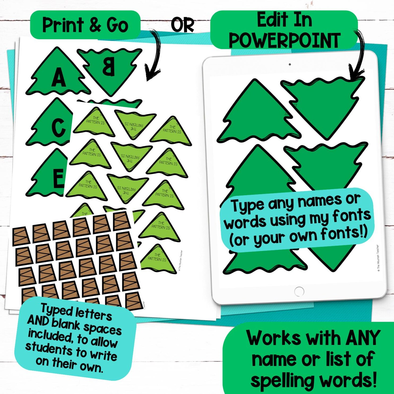 Tree Name Spelling Craft Kit: Editable Phonics Activity (digital ...