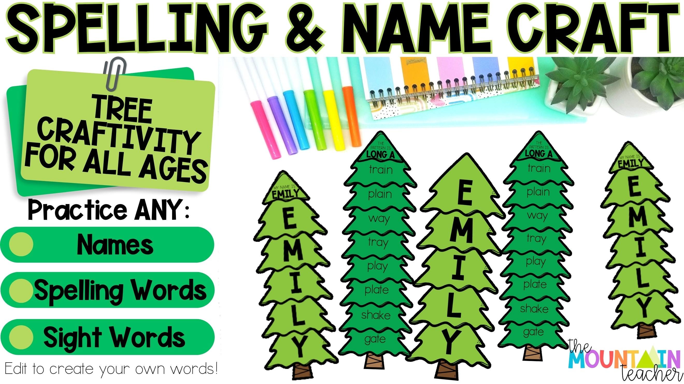 Tree Name Craft Kit for Kids, Name Writing Template for Toddlers ...