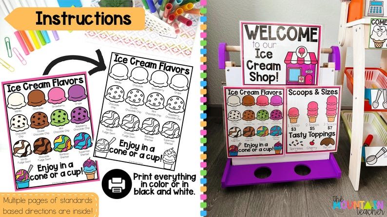 Ice Cream Shop Dramatic Play Printables: Preschool Activities (digital ...
