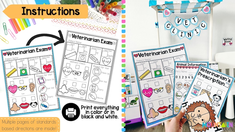 Vet Clinic Dramatic Play Printables: Pretend Veterinarian Center (PDF ...