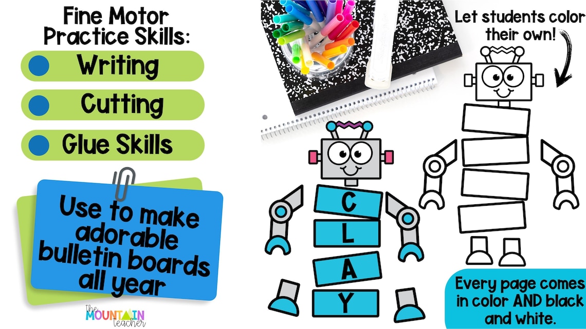 Robot Name Spelling Craft: Editable Phonics Activity (digital Download ...
