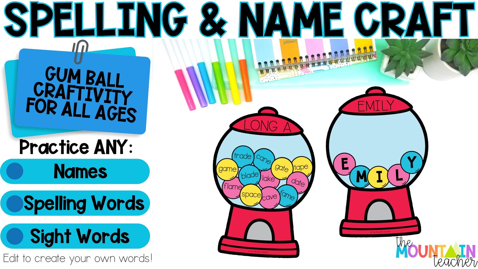 Gumball Craft Template Kit for Kids, Name Writing Template for Toddlers ...