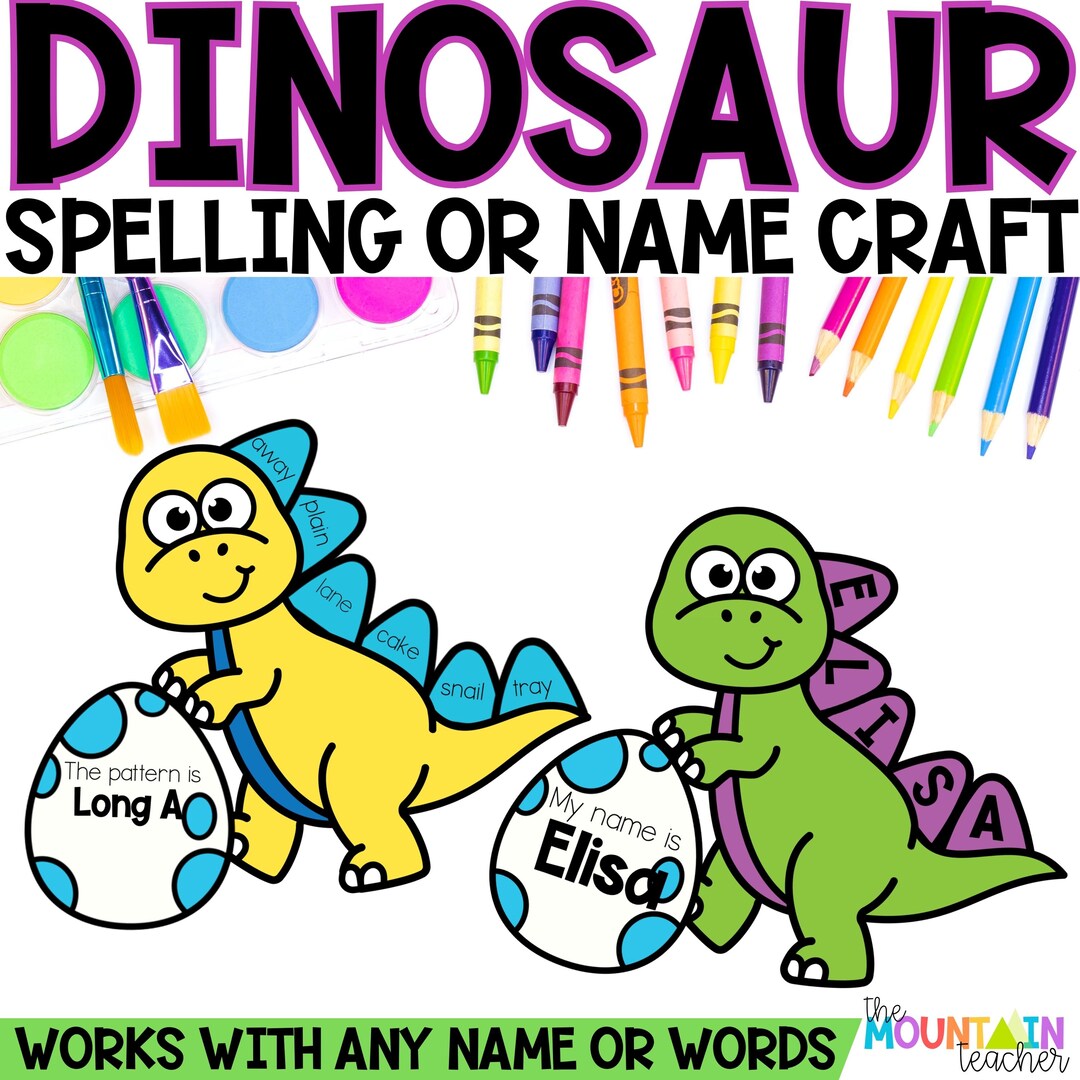 Dinosaur Craft Template Kit for Kids, Name Writing Template for ...
