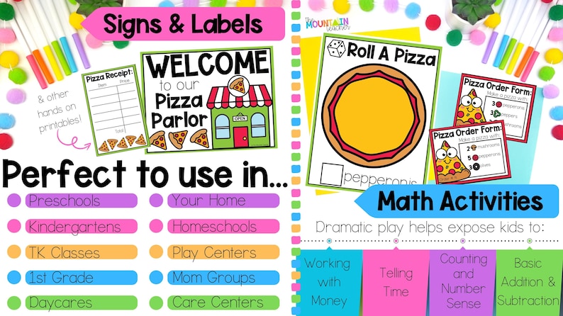 Pizza Shop Dramatic Play Pre K Bundle Printables, Preschool & Toddler ...