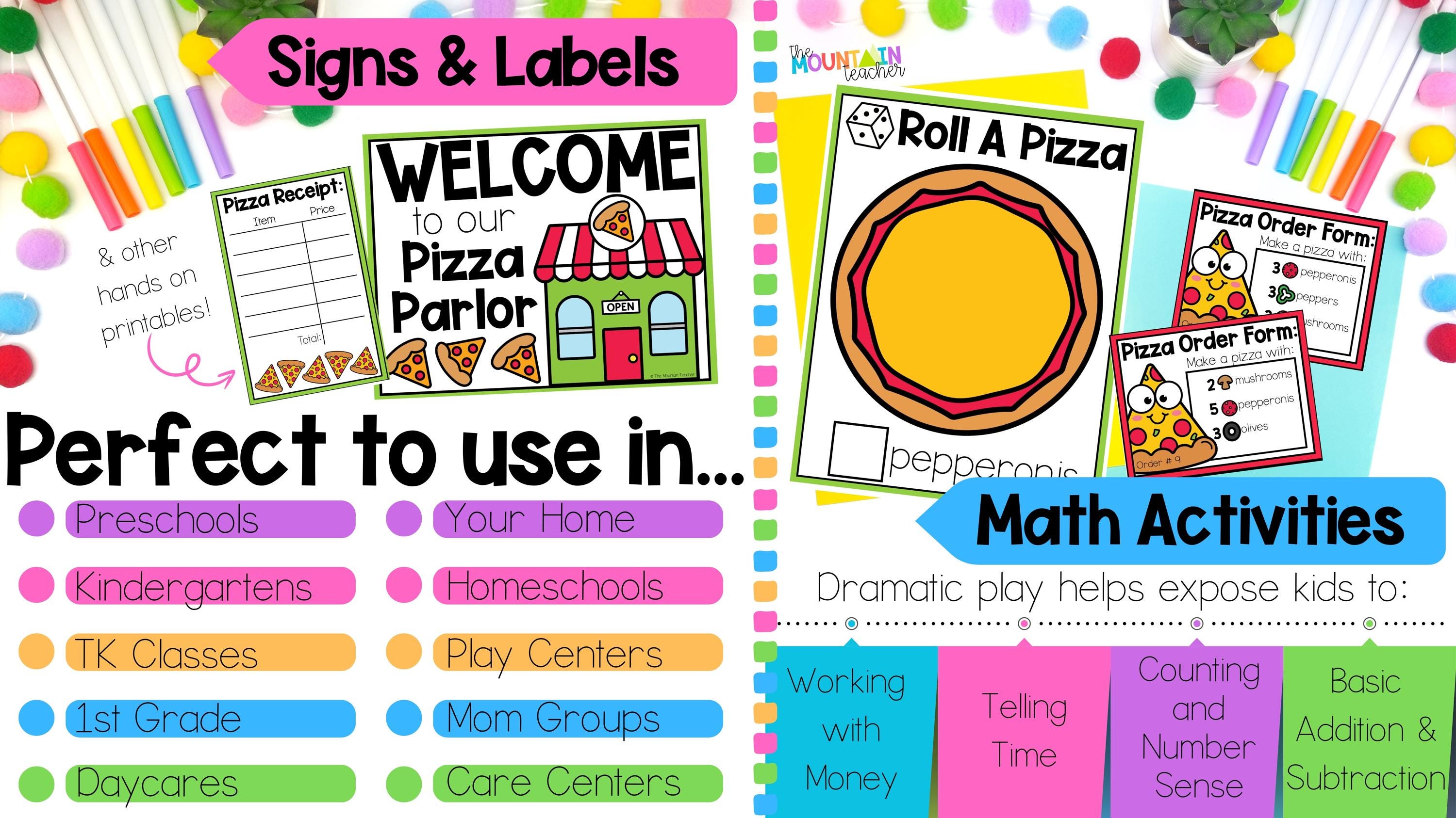 Pizza Parlor Dramatic Play Printables: Preschool Activities (PDF ...