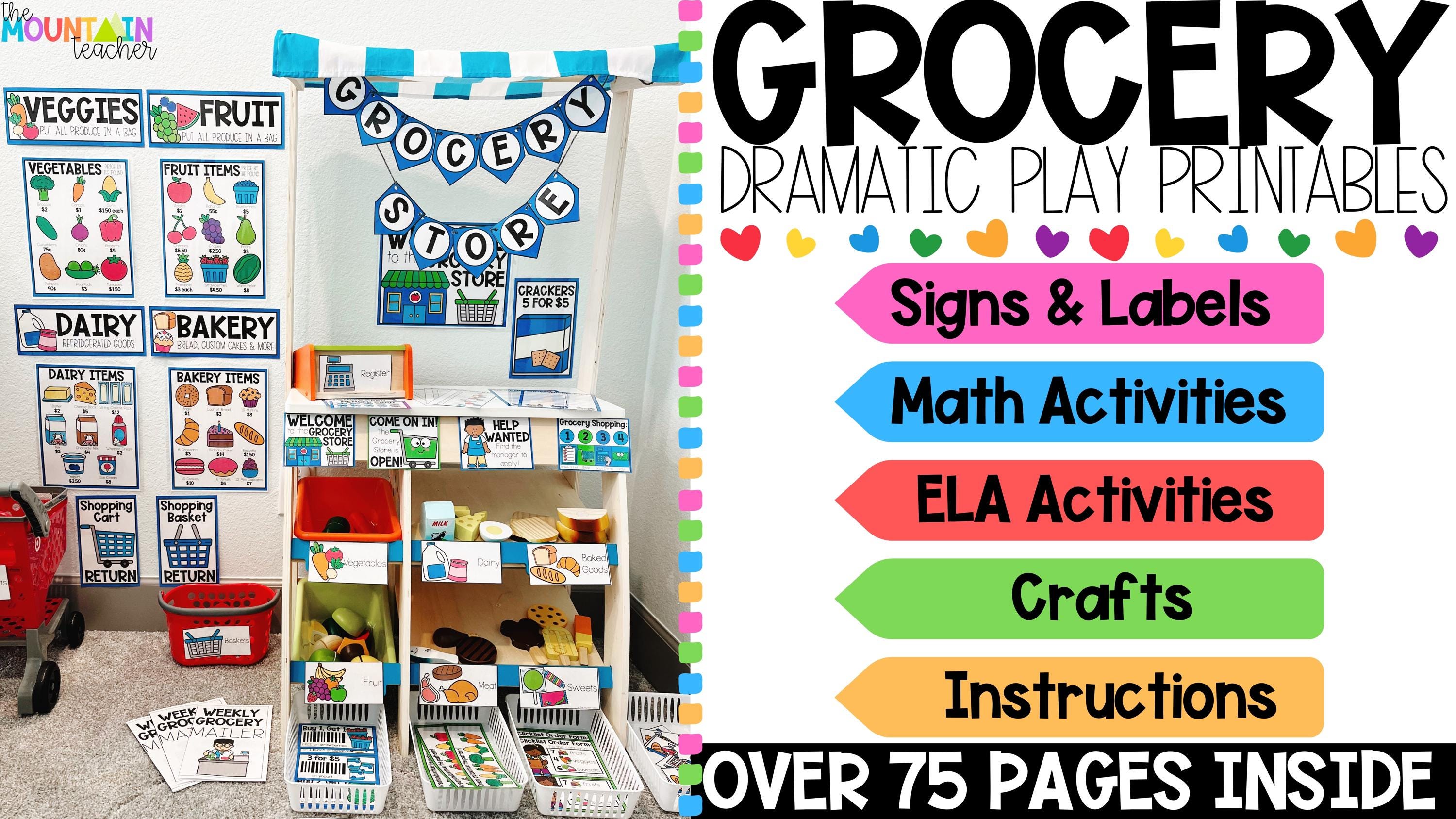 Grocery Store Dramatic Play Printables: Supermarket Pretend Play (PDF ...