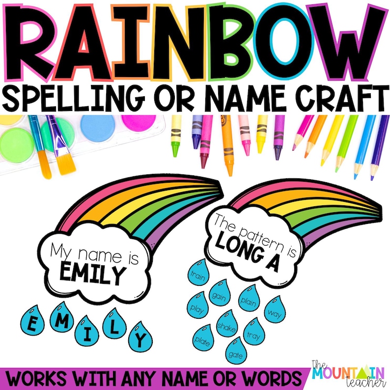 Rainbow Name Spelling Craft Kit: Editable Phonics Activity (digital ...
