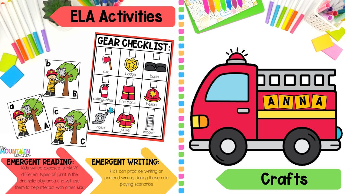 Fire Station Dramatic Play Printables: Firefighter Role Play Activities ...