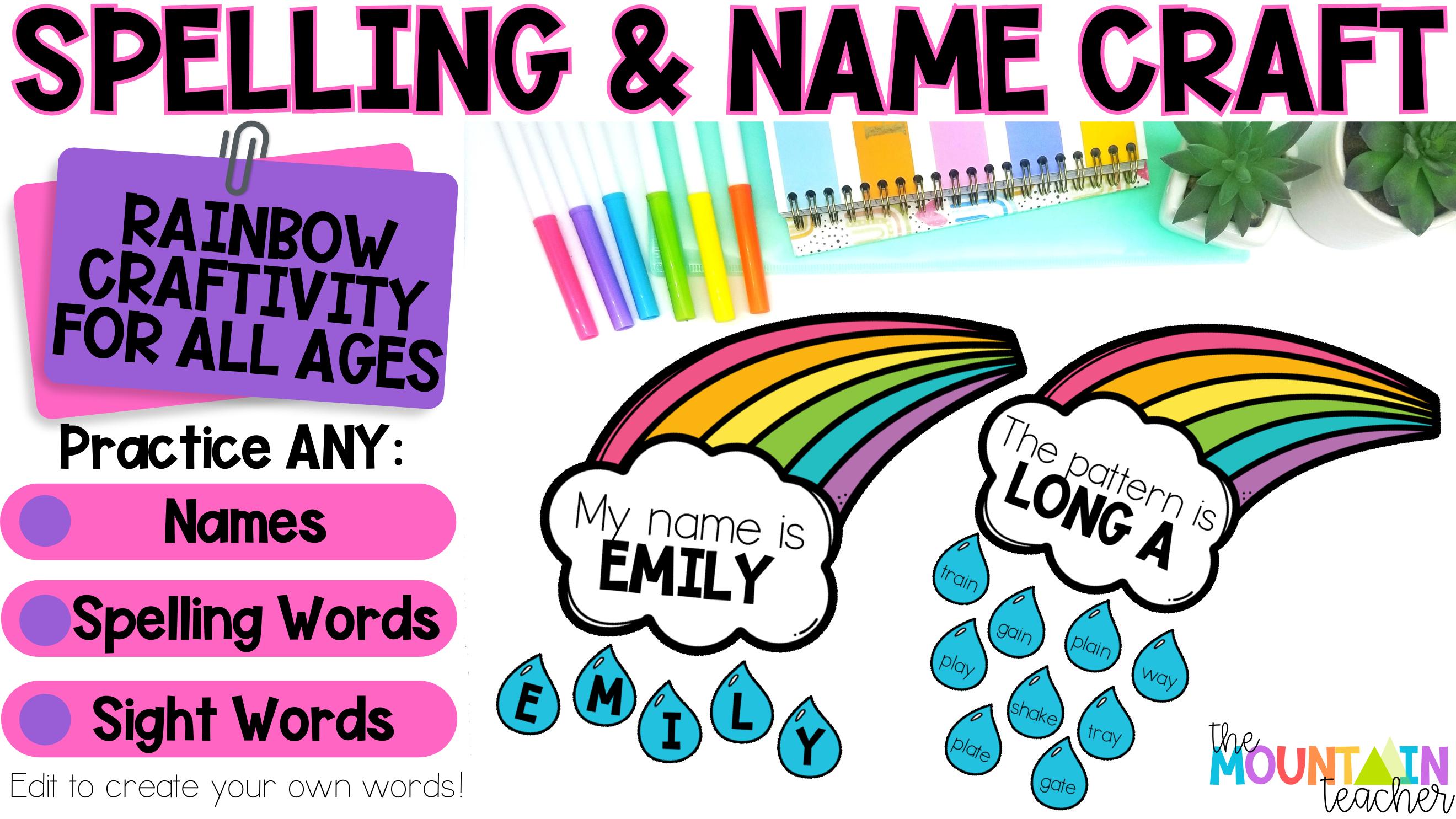 Rainbow Name Spelling Craft Kit: Editable Phonics Activity (digital ...
