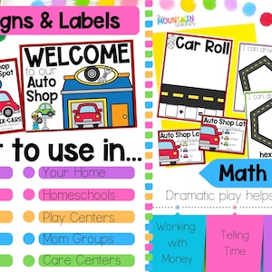 Auto Shop Dramatic Play Printables: Preschool Activities (digital ...