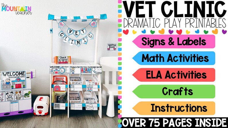 Vet Clinic Dramatic Play Printables: Pretend Veterinarian Center (PDF ...