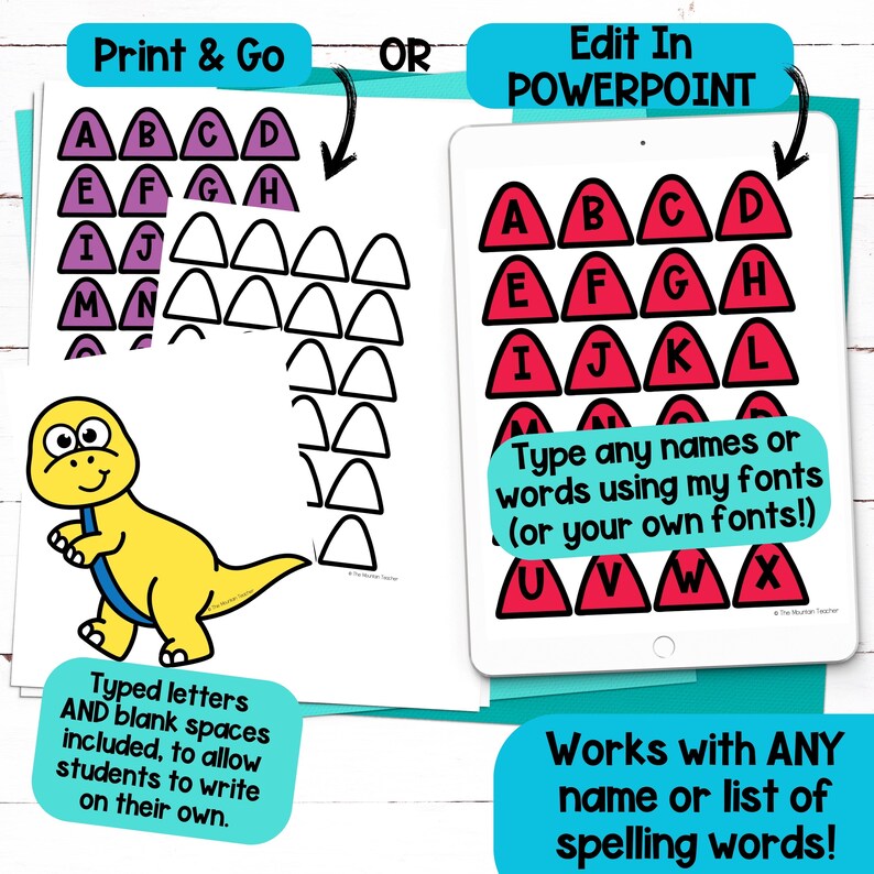 Dinosaur Name Spelling Craft: Editable Phonics Activity (digital ...