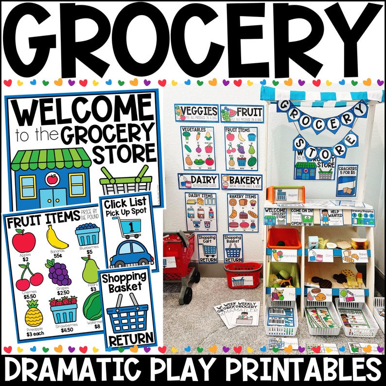 Grocery Store Dramatic Play Printables: Supermarket Pretend Play (PDF ...