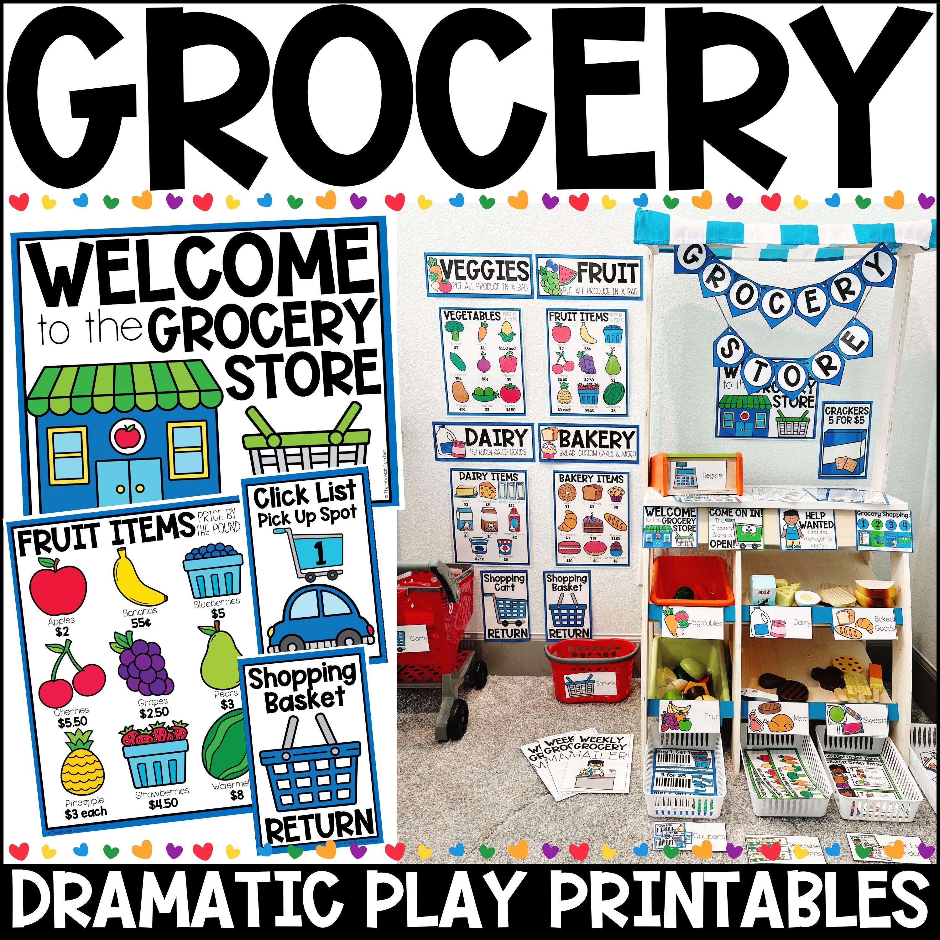 Grocery Store Dramatic Play Printables: Supermarket Pretend Play (PDF ...