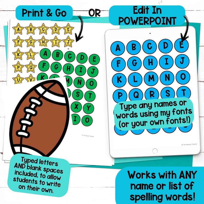 Football Name Spelling Craft Kit: Editable Phonics Activity (digital ...