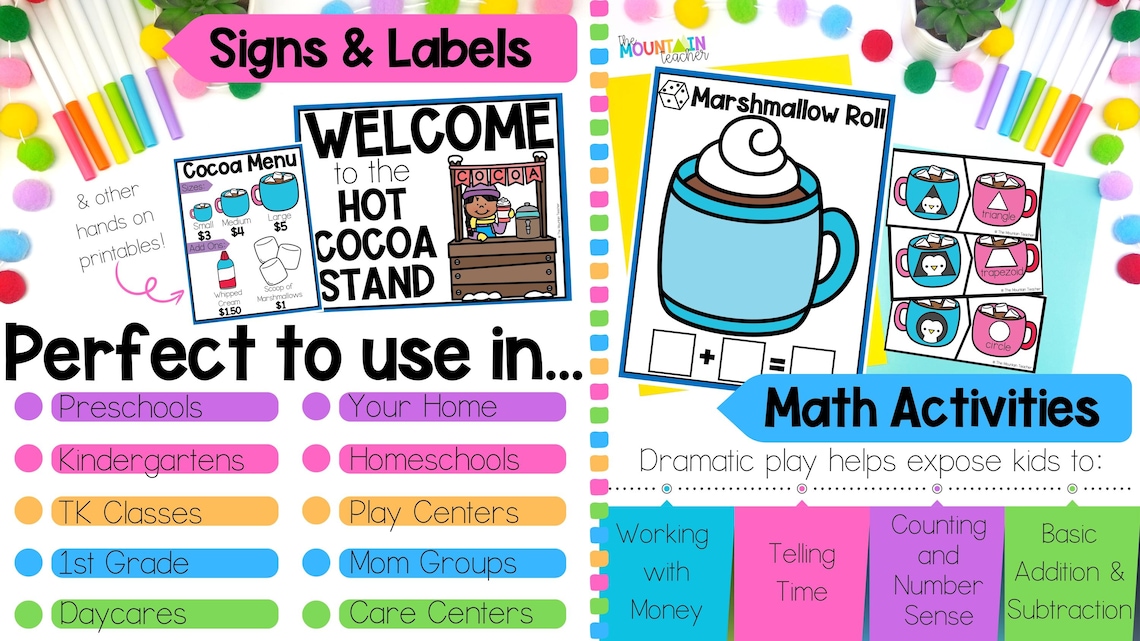 Hot Chocolate Stand Dramatic Play Printables: Winter Hot Cocoa Role ...