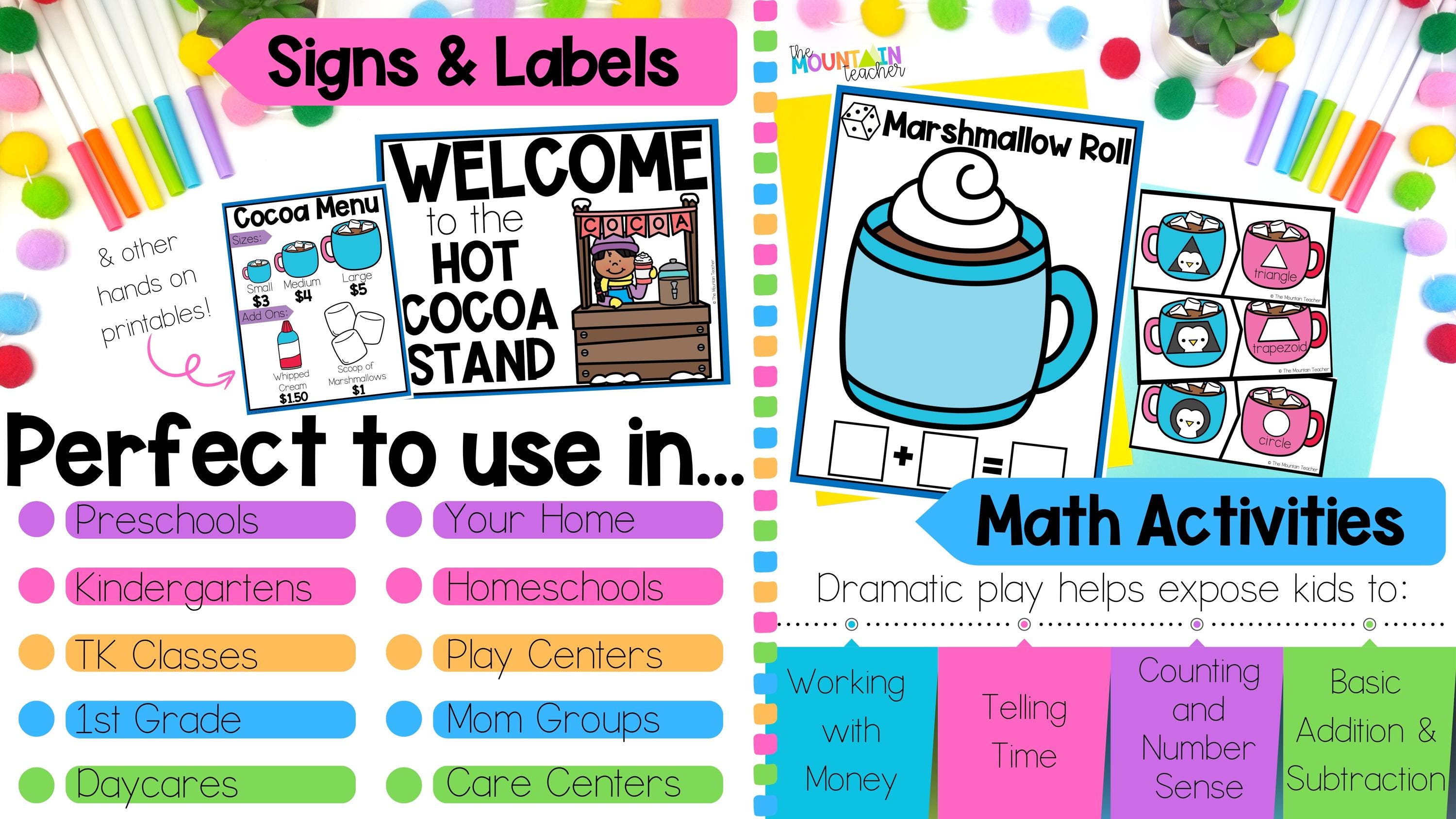 Hot Chocolate Stand Dramatic Play Printables: Winter Hot Cocoa Role ...