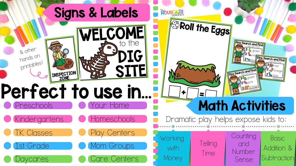 Dinosaur Dramatic Play Bundle - Dino Fossil Dig Site Printables ...