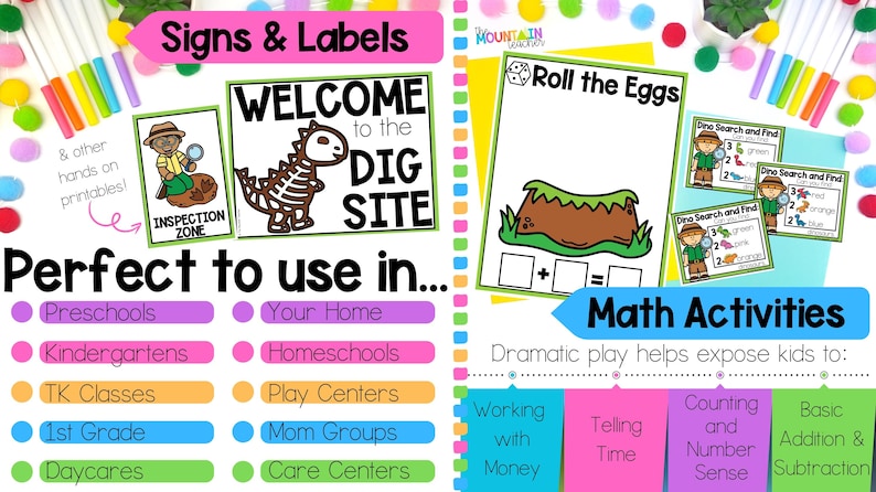 Dinosaur Dramatic Play Bundle - Dino Fossil Dig Site Printables ...