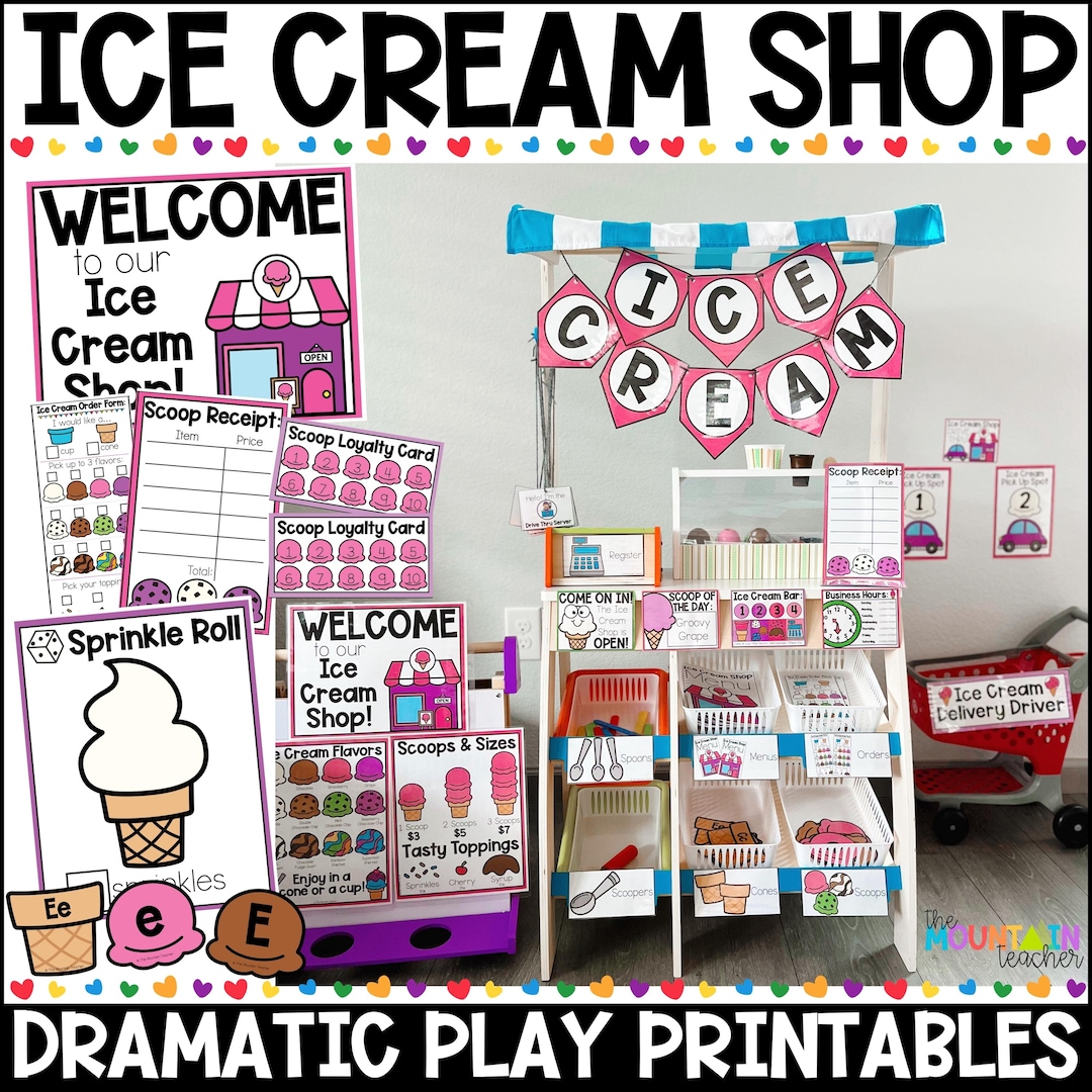 Ice Cream Shop Dramatic Play Printables: Preschool Activities (digital ...