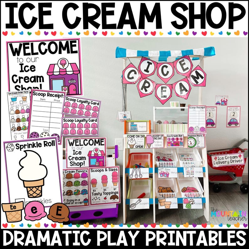 Ice Cream Shop Dramatic Play Bundle - Printables, Preschool & Toddler ...