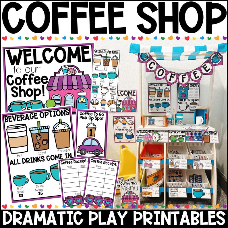 Coffee Shop Dramatic Play Bundle - Coffee Stand Printables, Preschool ...