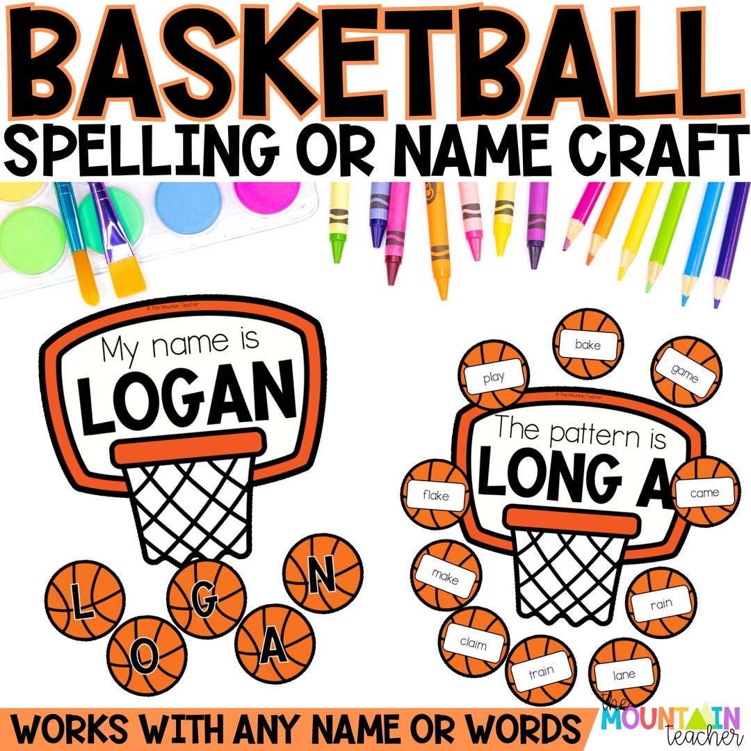 Basketball Name Craft Kit for Kids, Name Writing Template for Toddlers ...